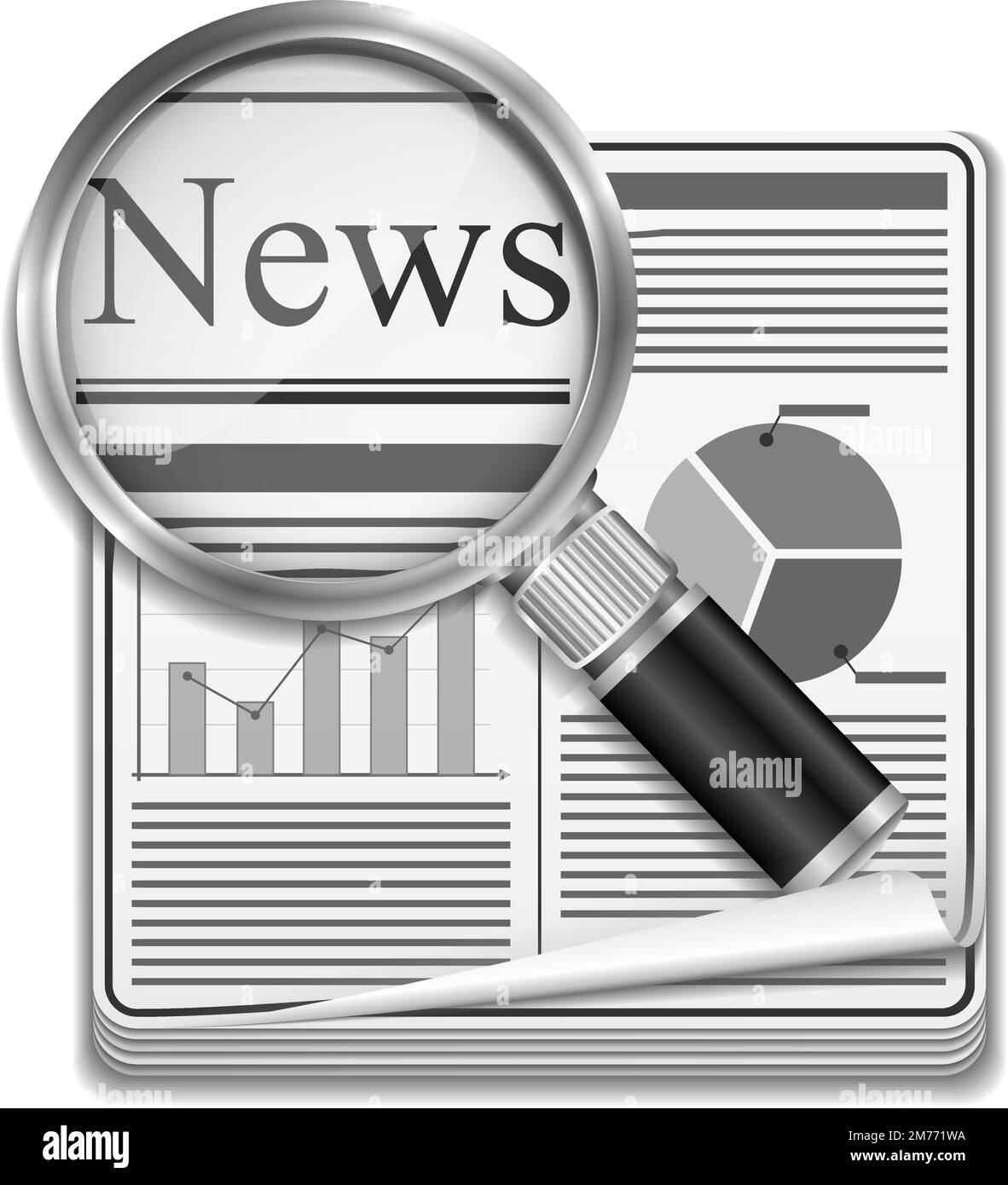 Icon of newspaper with magnifying glass, vector eps10 illustration ...