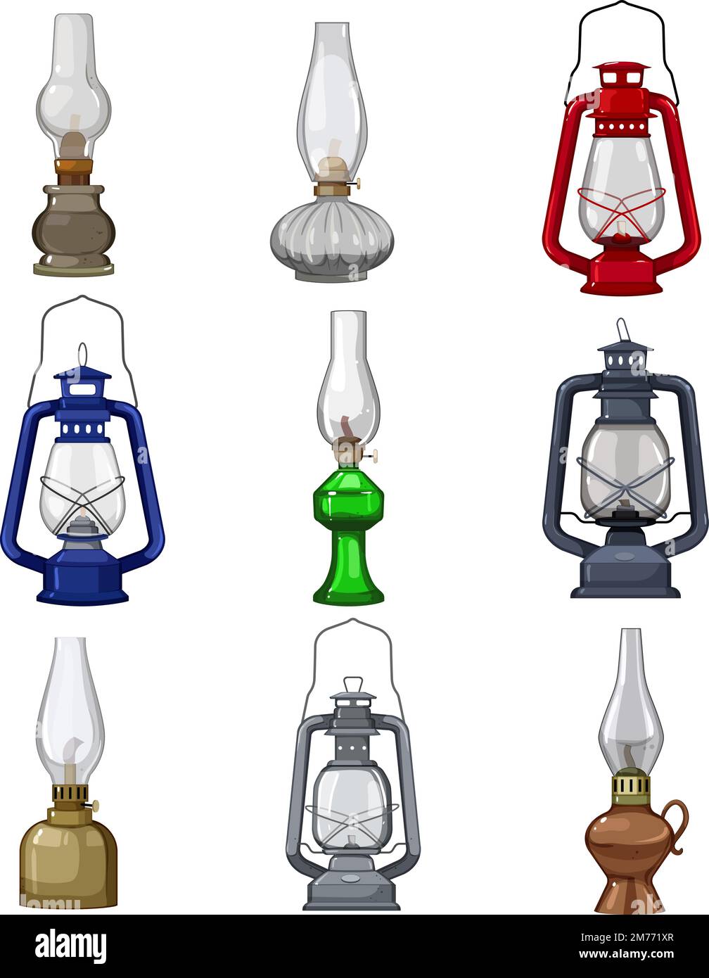 kerosene lamp set cartoon vector illustration Stock Vector Image & Art ...