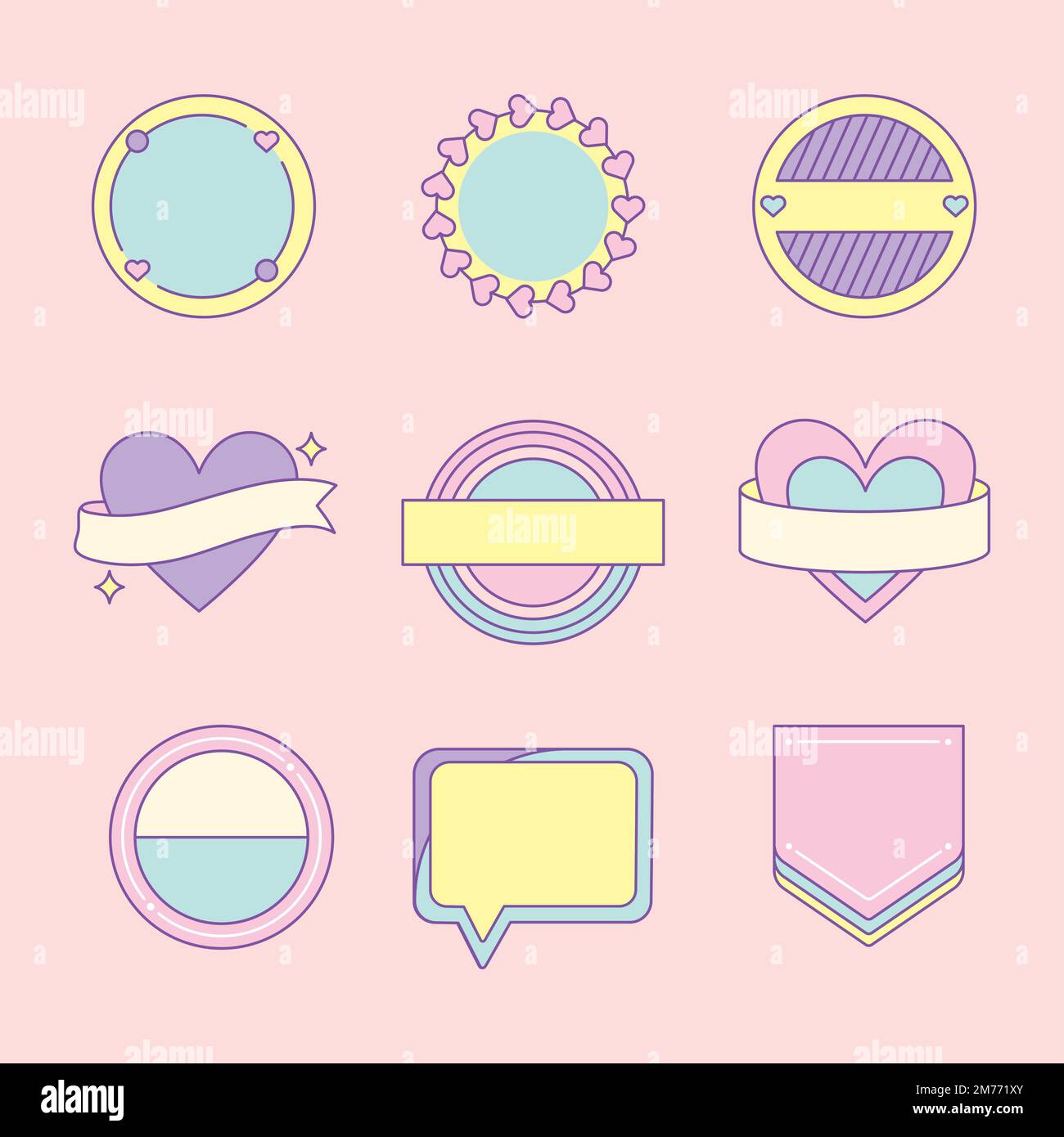 Set of cute and girly badge vectors Stock Vector Image & Art - Alamy