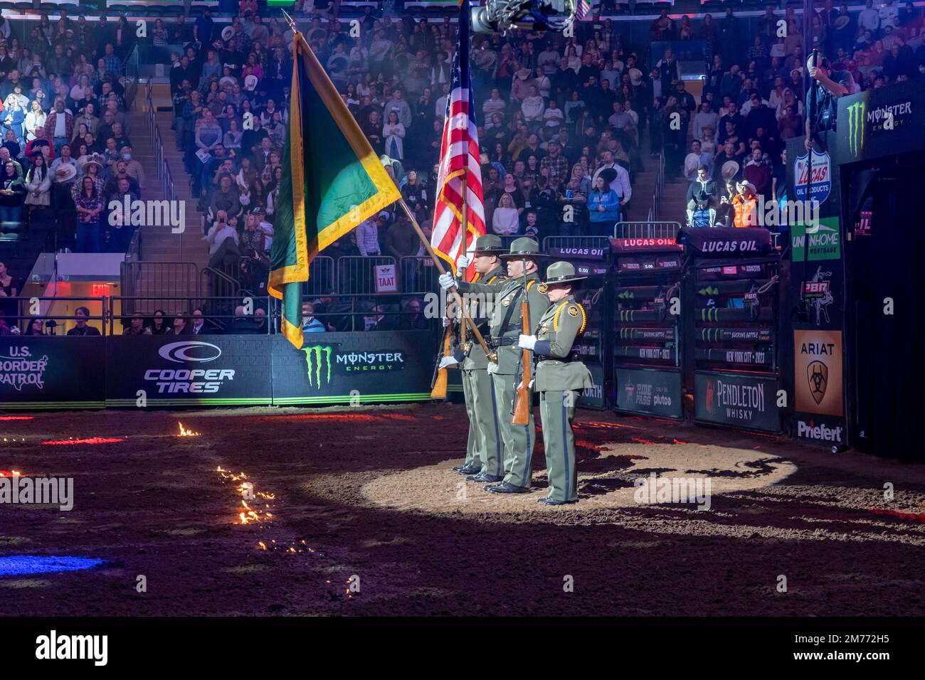 NEW YORK, NEW YORK – JANUARY 07: Border Patrol Colour guard seen during ...