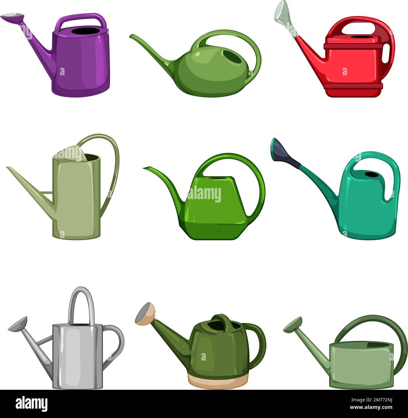 watering can set cartoon vector illustration Stock Vector Image & Art ...