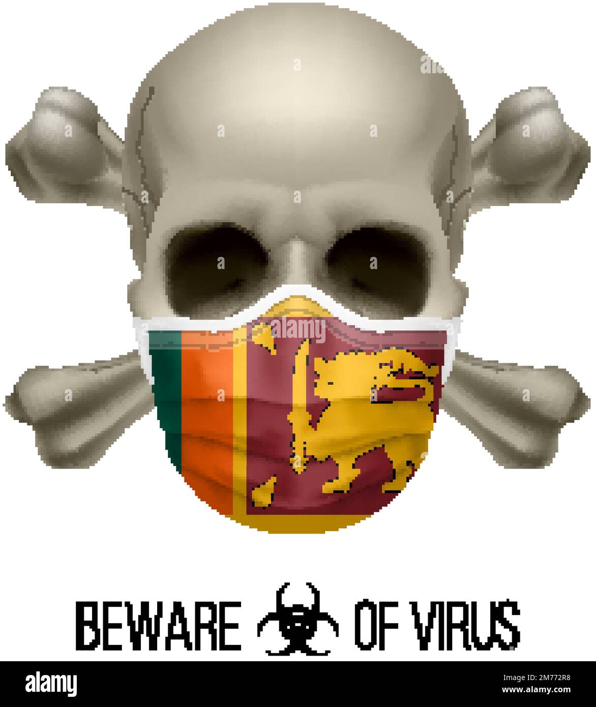 Human Skull with Crossbones and Surgical Mask in the Color of National ...