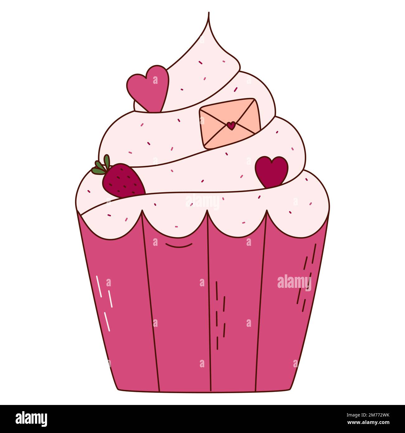 Hand drawn cupcake for Valentine day. Design elements for posters ...