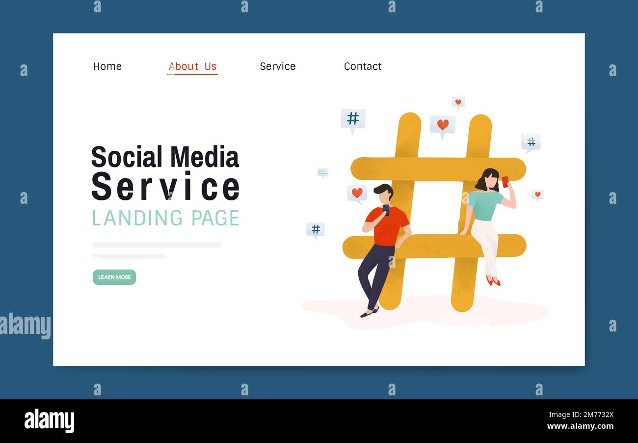 Social media service landing page layout vector Stock Vector Image ...