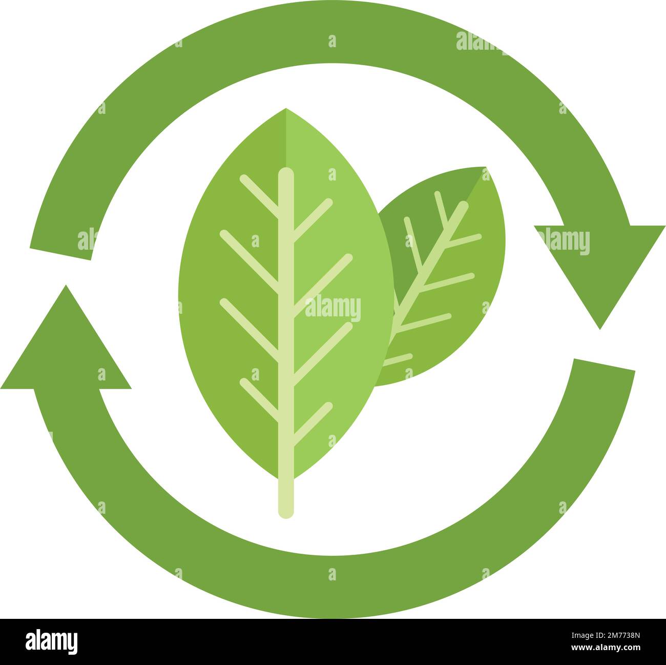 Recycle eco leaf icon flat vector. Save plant. Clean power isolated ...