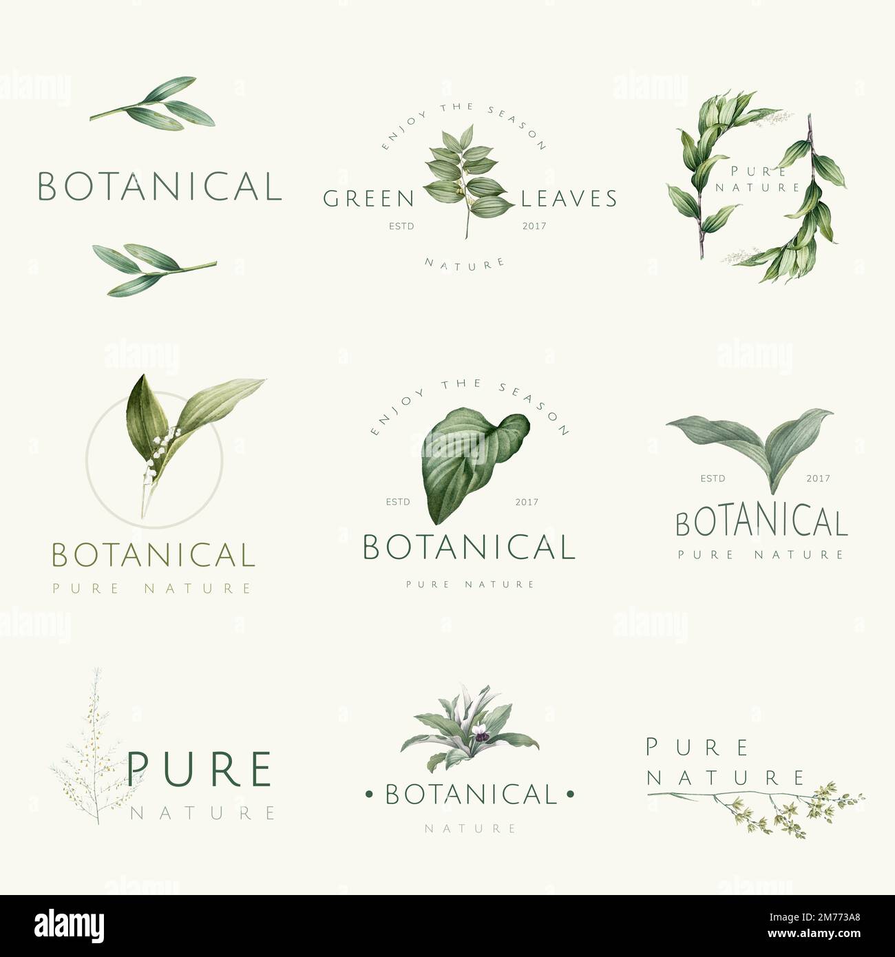 Set of nature and plant logo vectors Stock Vector Image & Art - Alamy