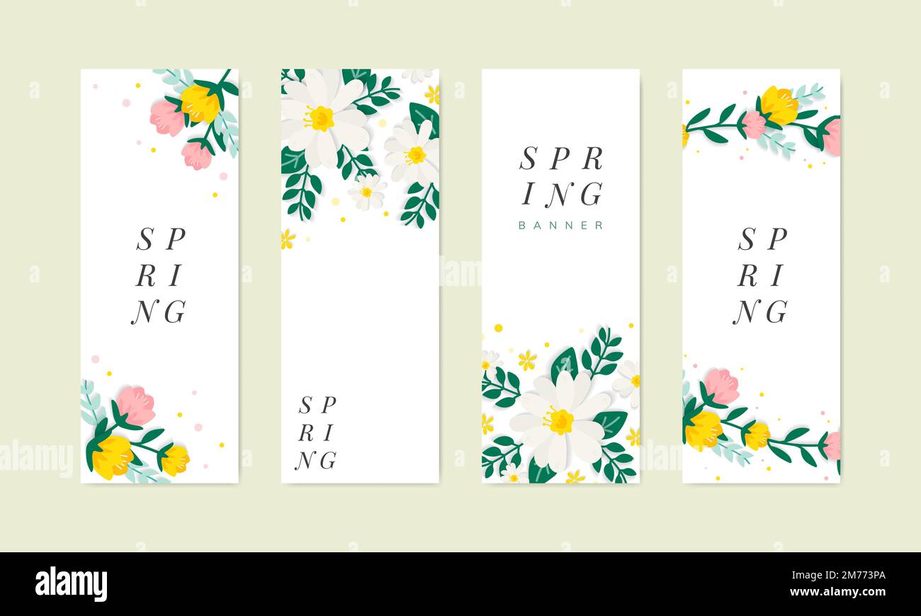 Spring floral frame banner vector Stock Vector Image & Art - Alamy