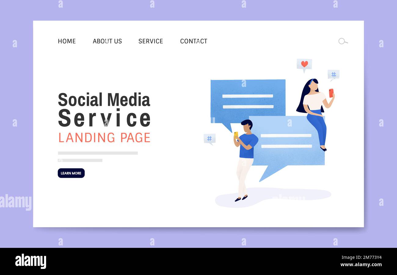 Social media service landing page layout vector Stock Vector Image ...