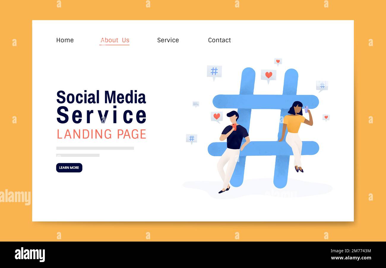 Social media service landing page layout vector Stock Vector Image ...