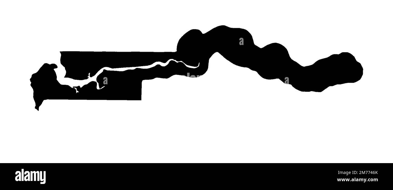 Gambia outline silhouette map of Africa over a white background Stock ...