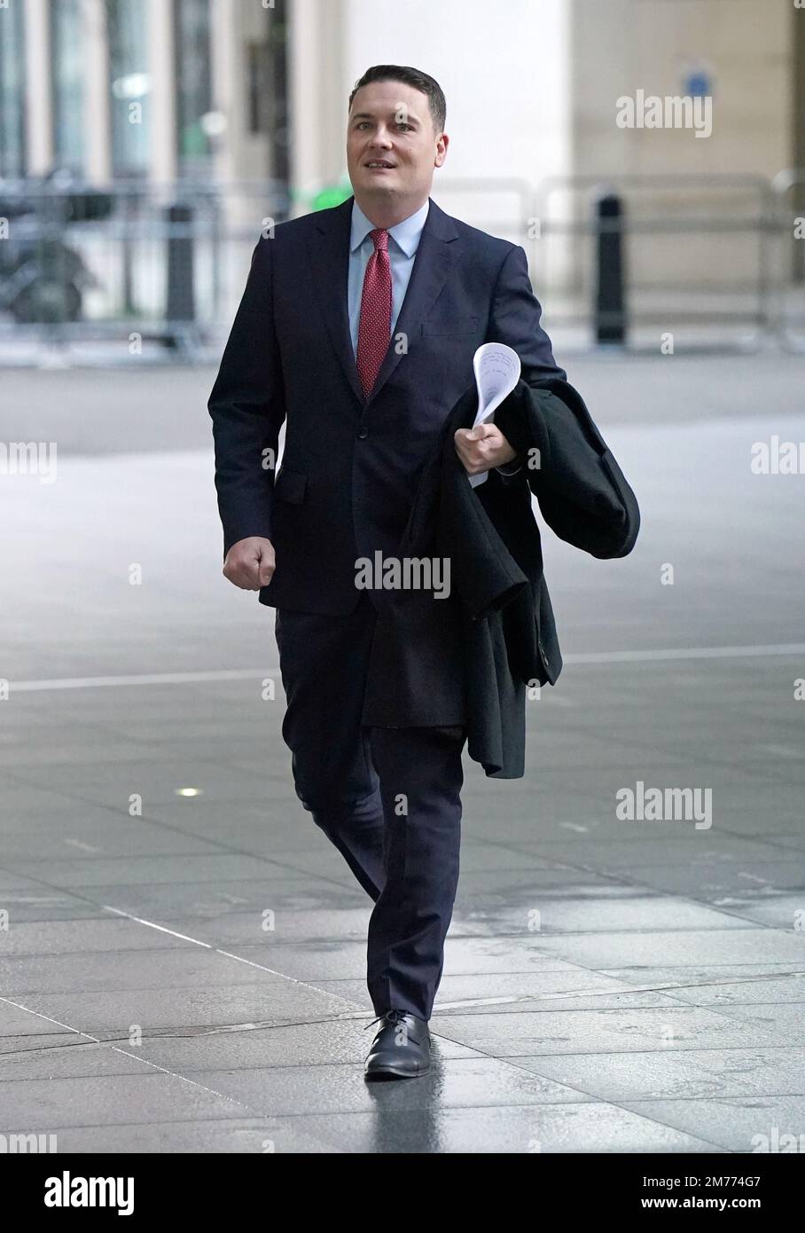 Shadow health secretary Wes Streeting arrives at BBC Broadcasting House ...