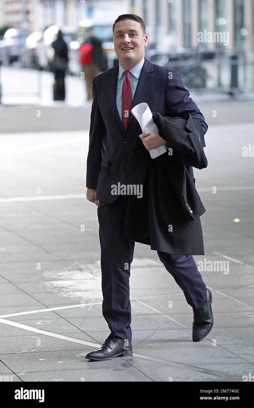 Shadow health secretary Wes Streeting arrives at BBC Broadcasting House ...