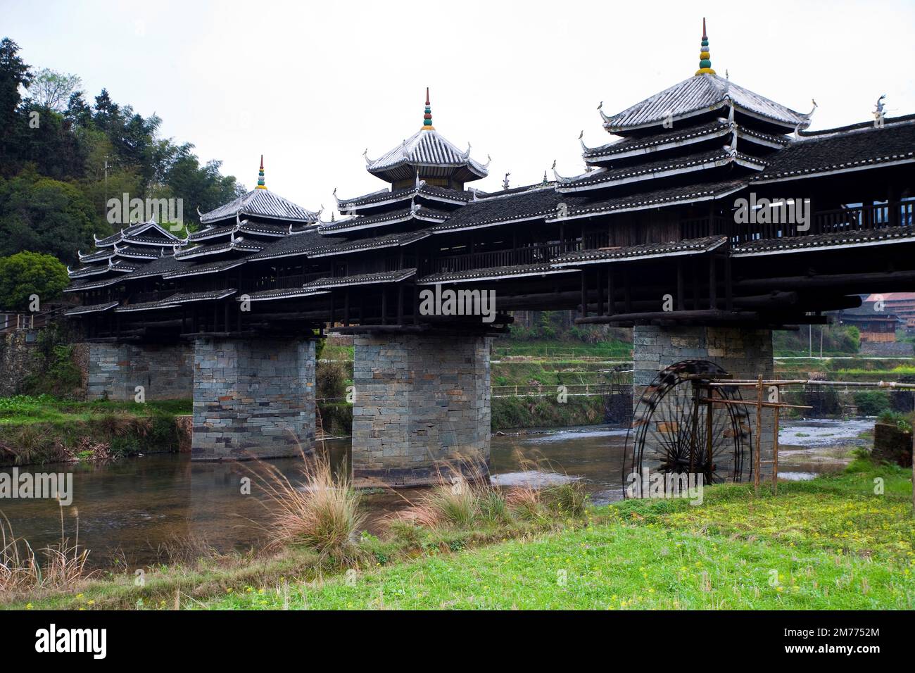 Roofed Bridge of Dong Minority,Guangxi Province,China Stock Photo - Alamy