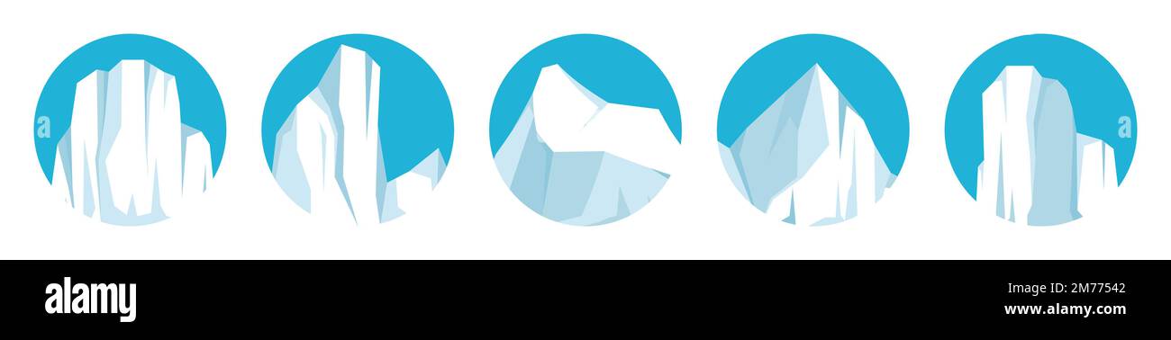 Floating icebergs collection. Drifting arctic glacier, block of frozen ...
