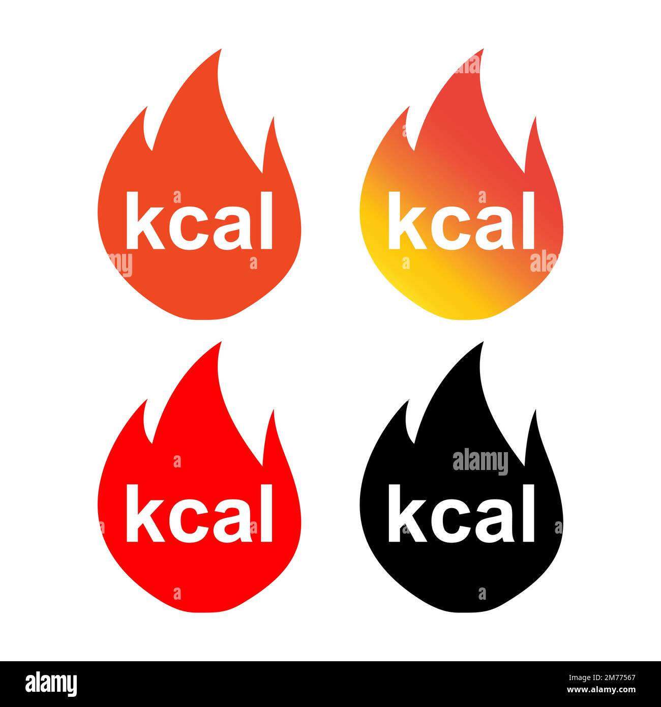 Set of Calories healthy diet icon, nutrition food low sign, kcal zero ...