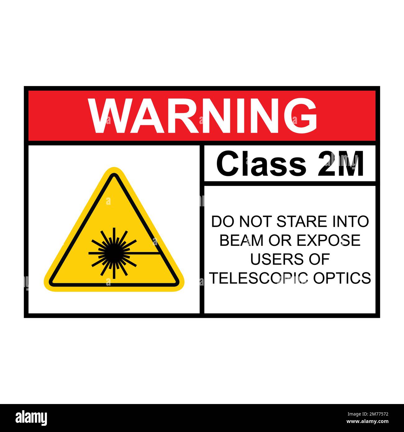 Laser radiation danger class 2M label icon, safety information symbol ... Laser radiation danger class 2M label icon, safety information symbol ...