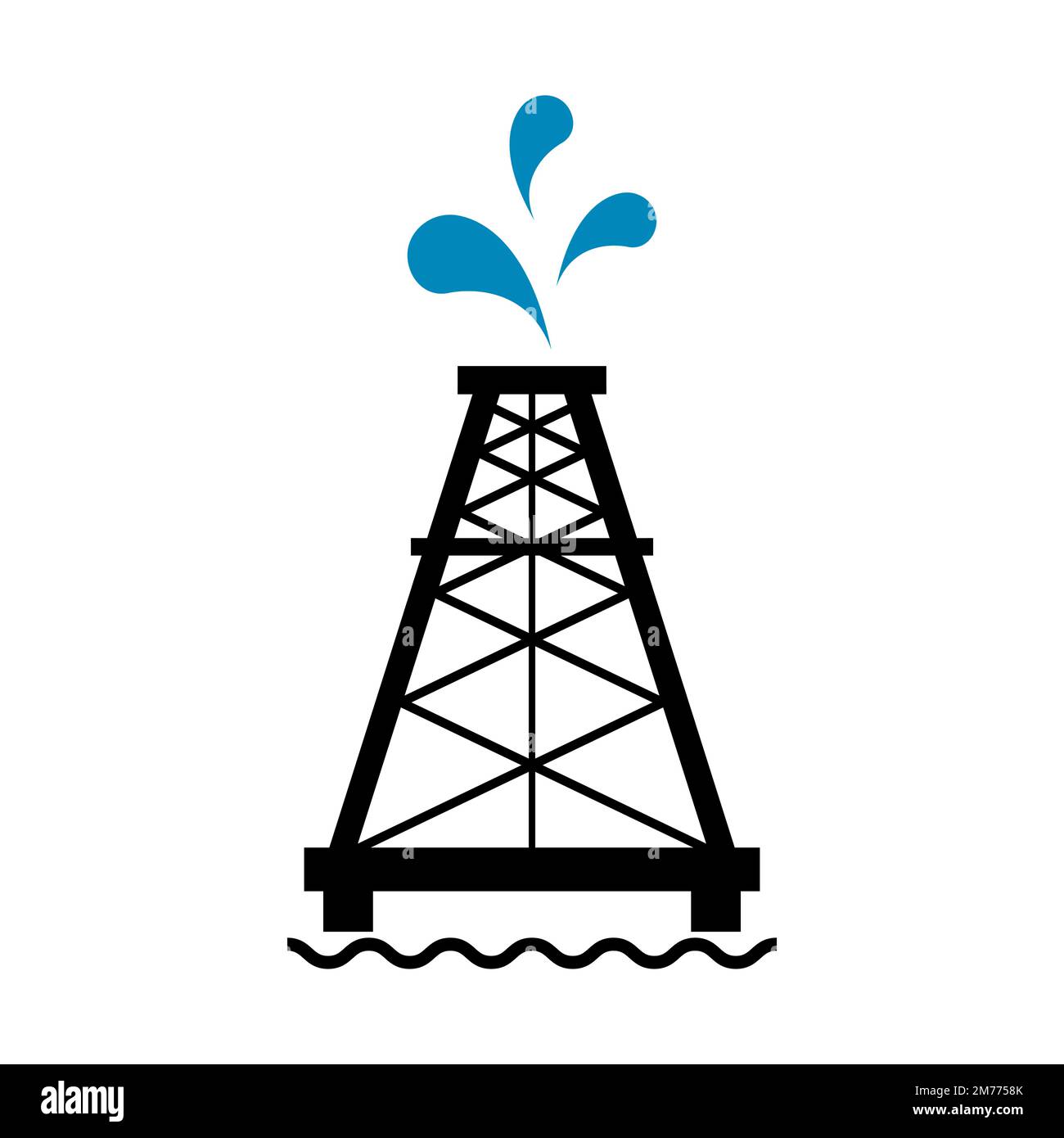 Oil rig flat graphic icon, fuel platform industry tower gas sign ...