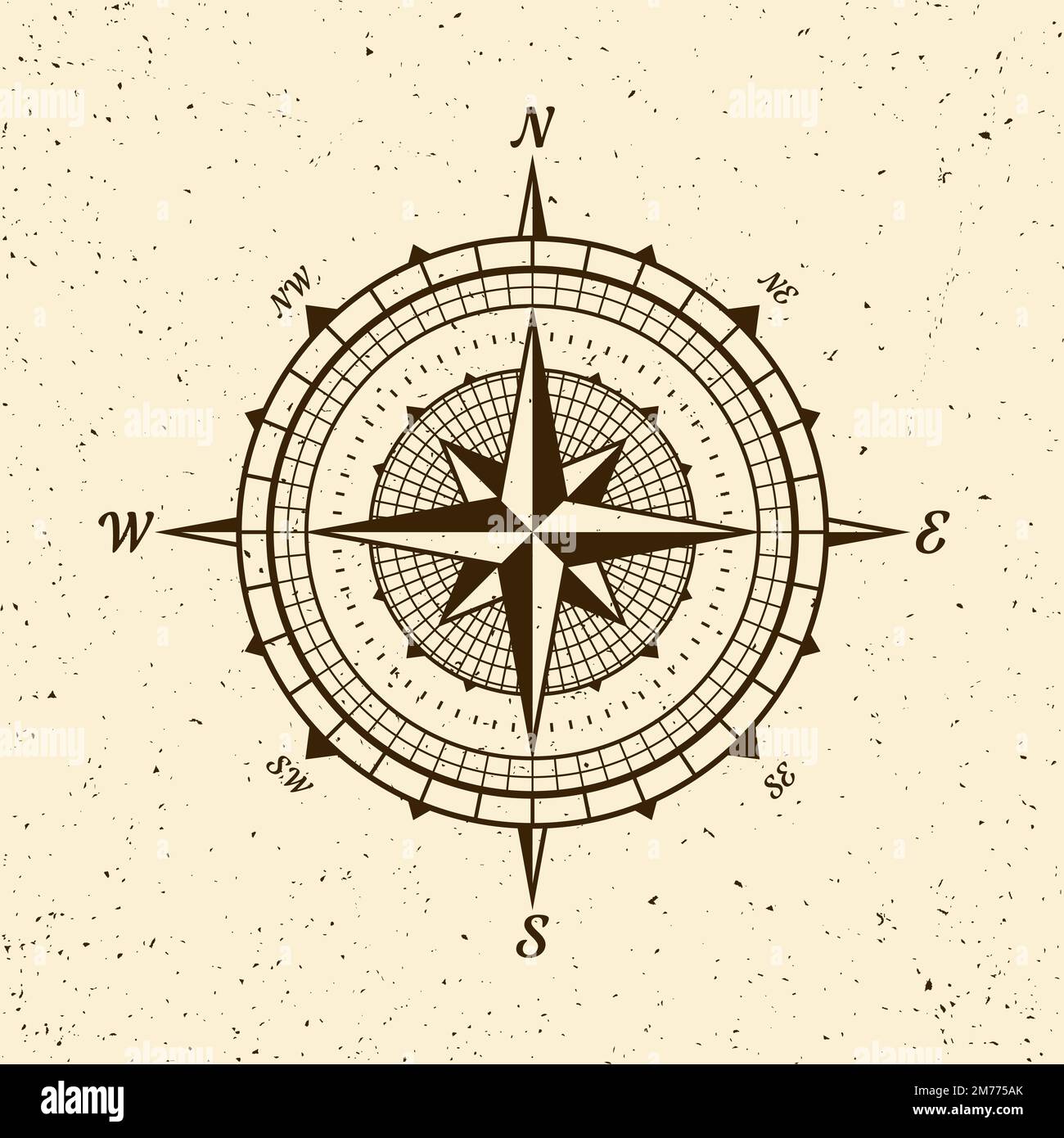 Vintage marine wind rose, nautical chart. Monochrome navigational ...