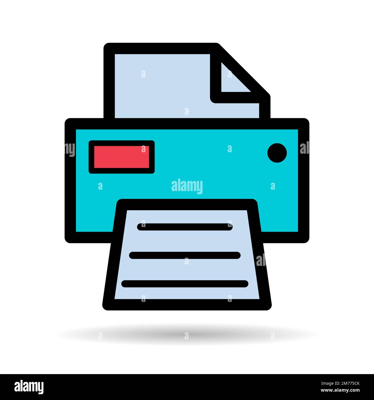 Printer document web shadow icon, printout machine technology flat sign ...
