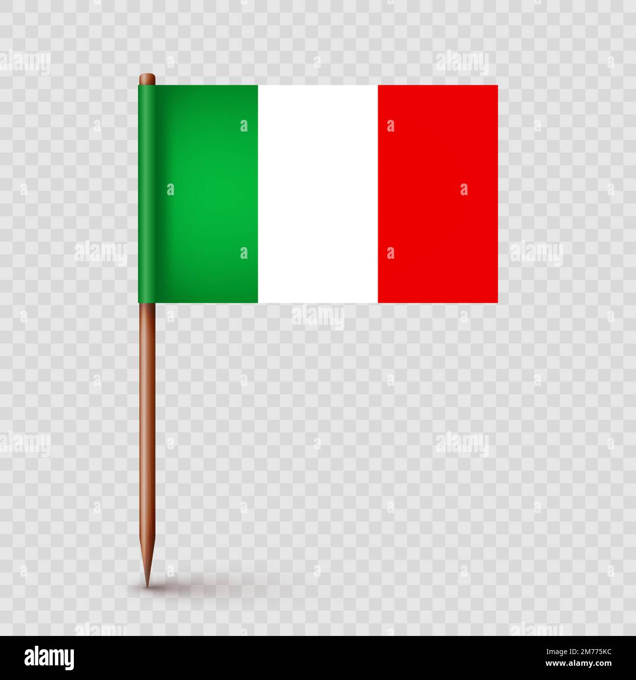 Realistic Italian toothpick flag. Souvenir from Italy. Wooden toothpick ...