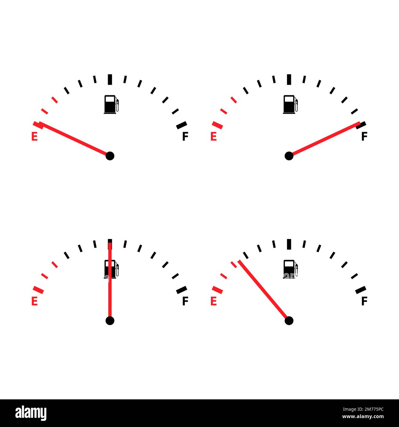 Set of Fuel car indicator icon, gauge petrol automobile meter symbol ...