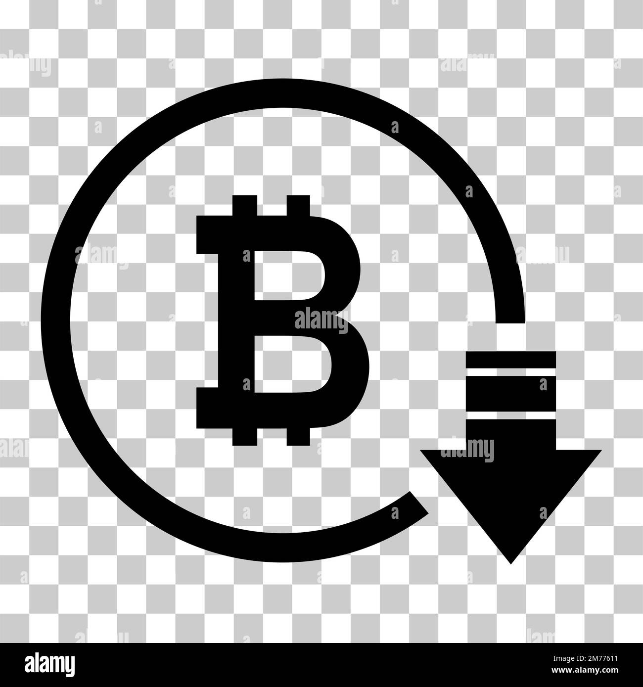 Cost reduction- decrease bitcoin icon. Vector symbol image isolated on background Stock Vector ...