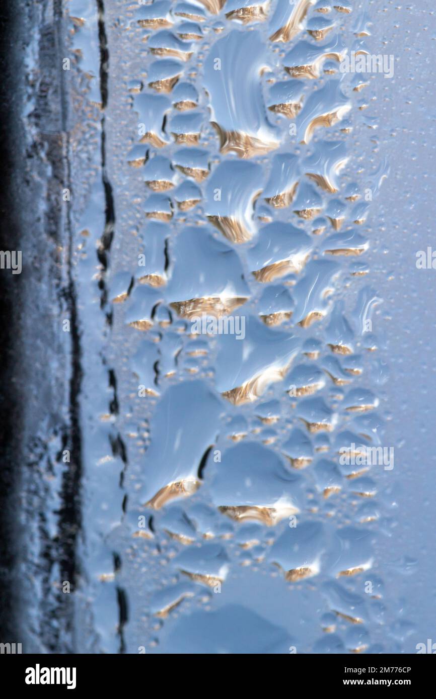 Macro abstract texture background of water droplets and ice forming on ...