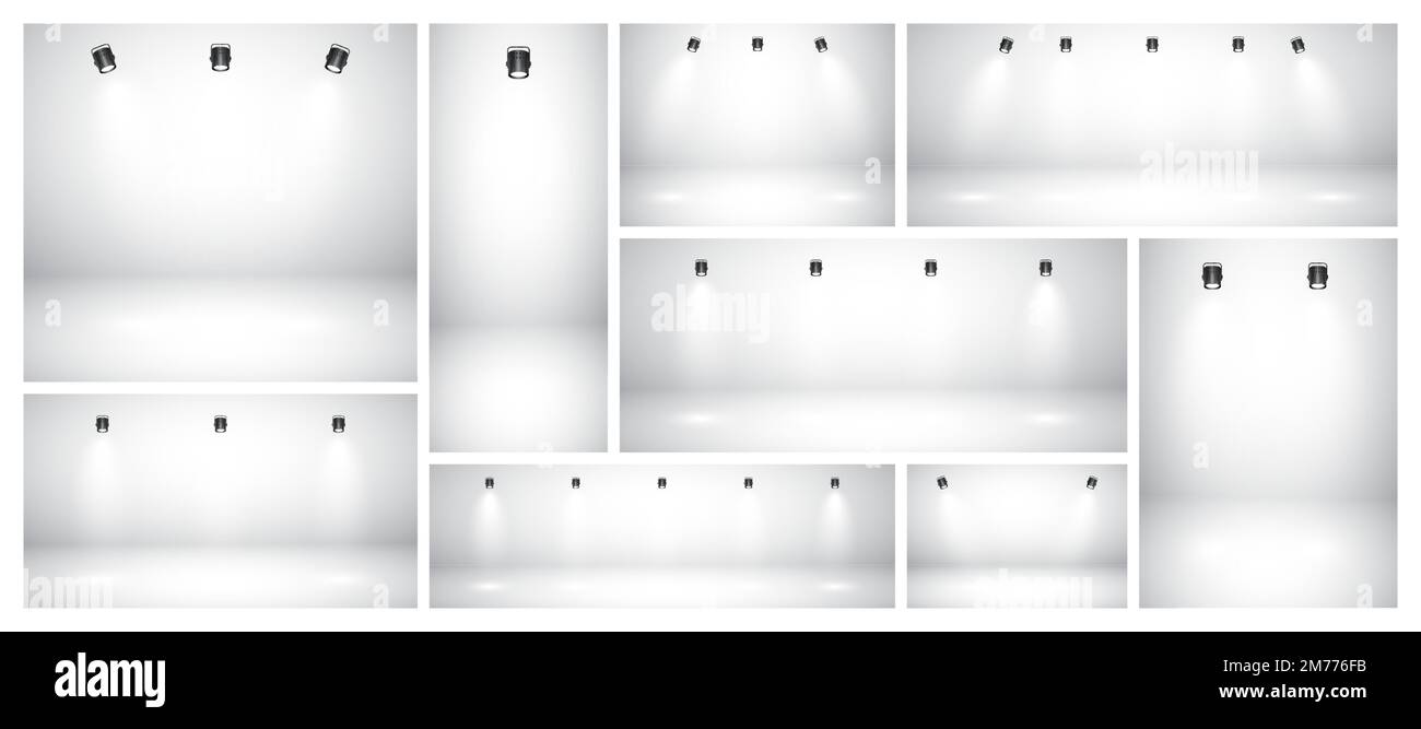Empty gray studio abstract backgrounds with spotlights. Product ...