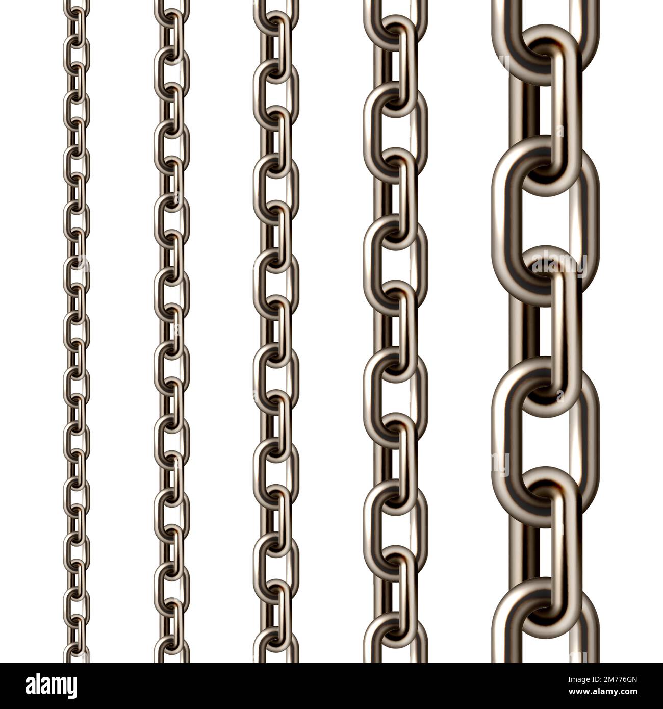 Realistic Brown Metal Chain With Old Rusty Links Isolated On White