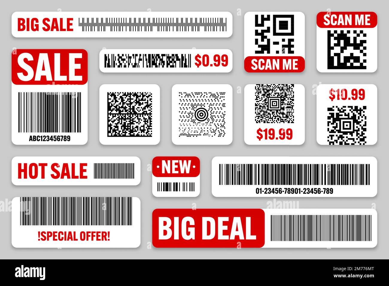 Set of product barcodes and QR codes. Special offer, sale stickers ...