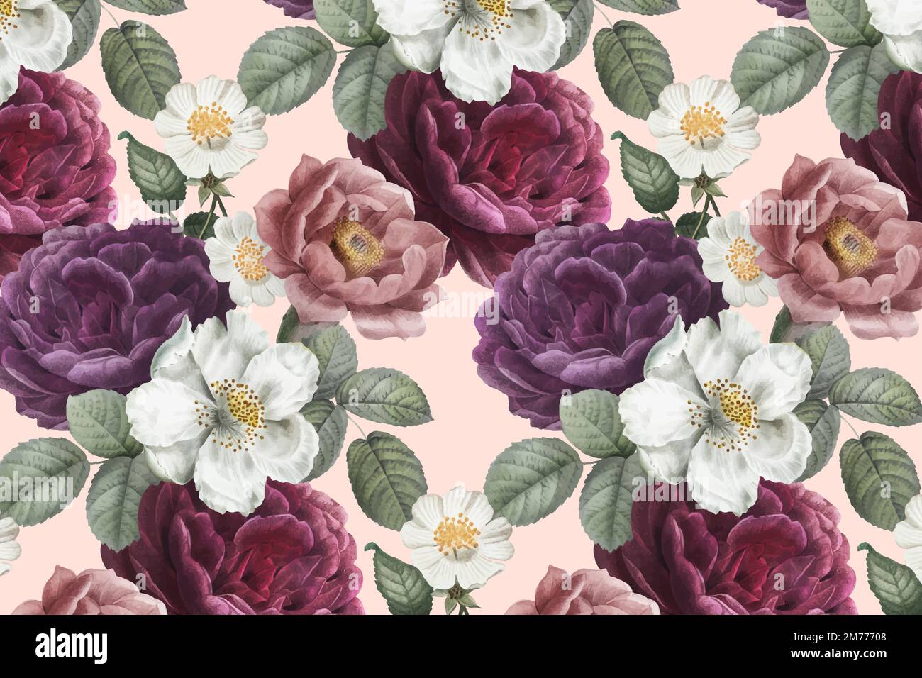 Beautiful hand drawn seamless roses background vector Stock Vector ...