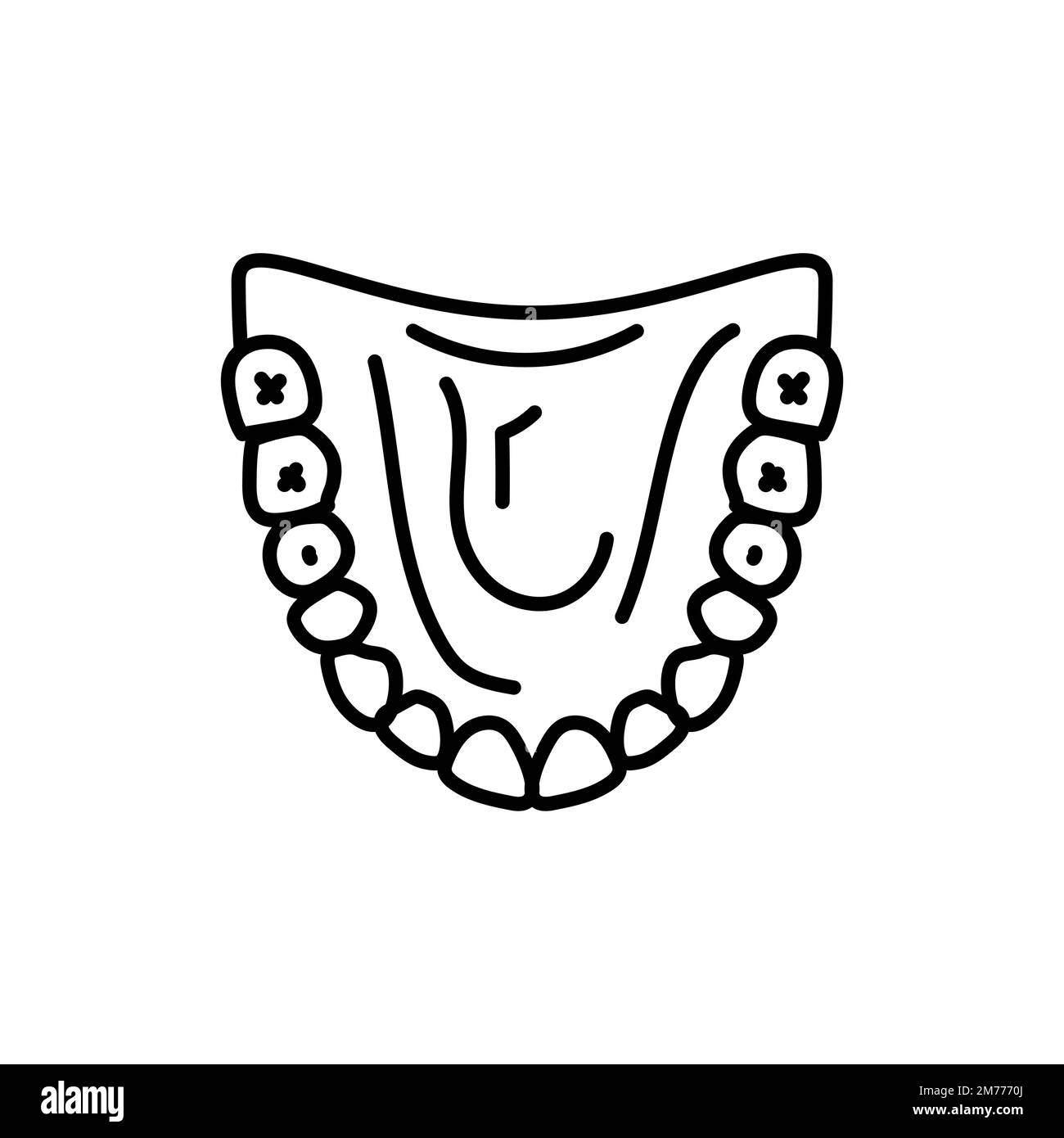 False teeth line icon. Dental prosthetic. Vector illustration Stock ...