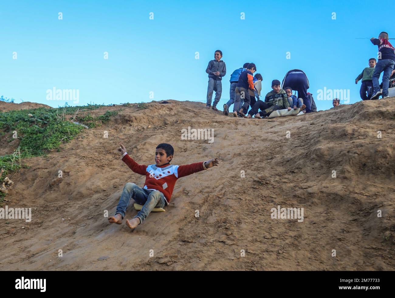 Gaza, Palestine. 05th Jan, 2023. Palestinian children seen playing in ...