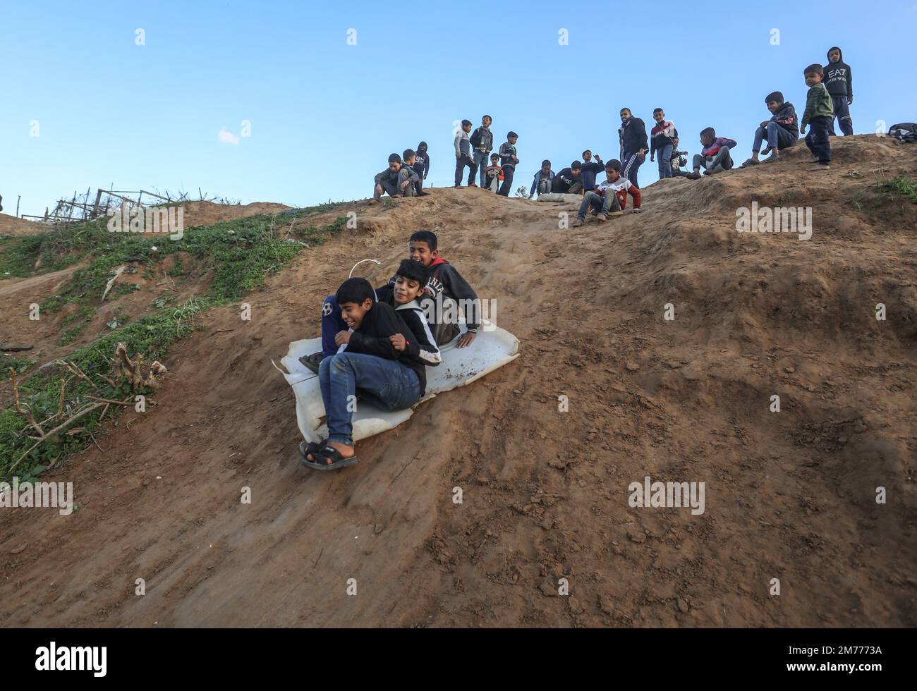 Gaza, Palestine. 05th Jan, 2023. Palestinian children seen playing in ...