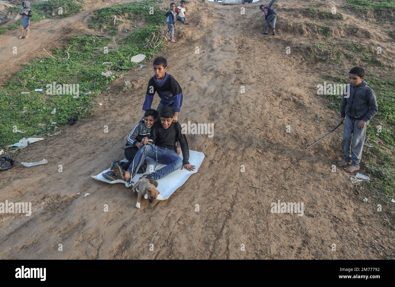 Gaza, Palestine. 05th Jan, 2023. Palestinian children seen playing in ...
