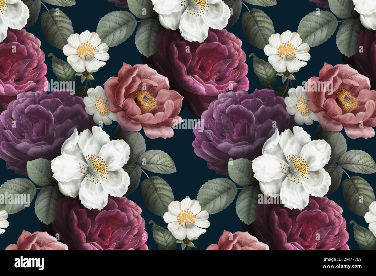 Beautiful hand drawn seamless roses background vector Stock Vector ...