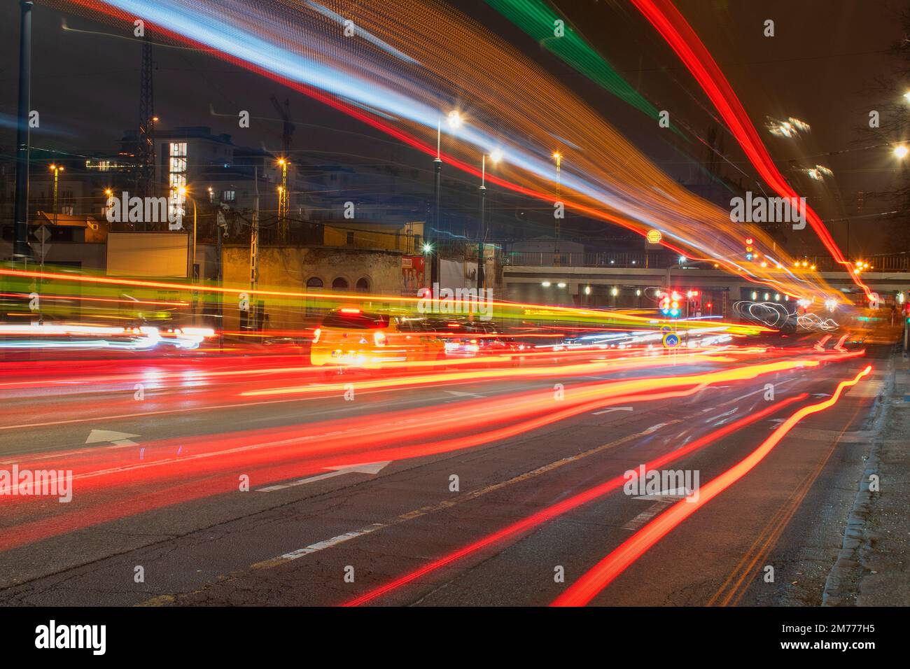 Traffic light trail Stock Photo - Alamy