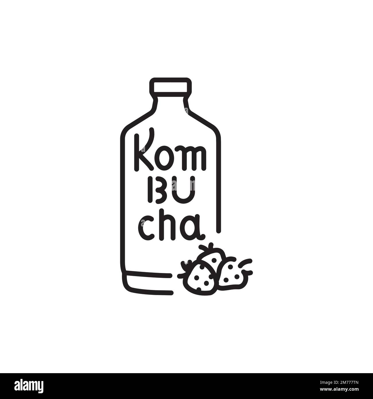 Kombucha homemade tea in bottle color line icon. Japanese fermented ...