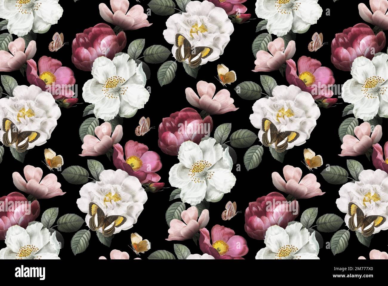 Beautiful hand drawn seamless roses background vector Stock Vector ...