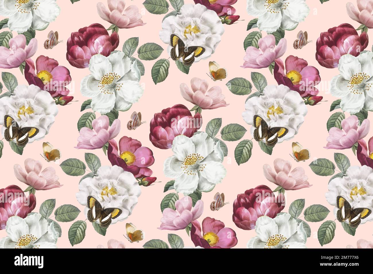 Beautiful hand drawn seamless roses background vector Stock Vector ...