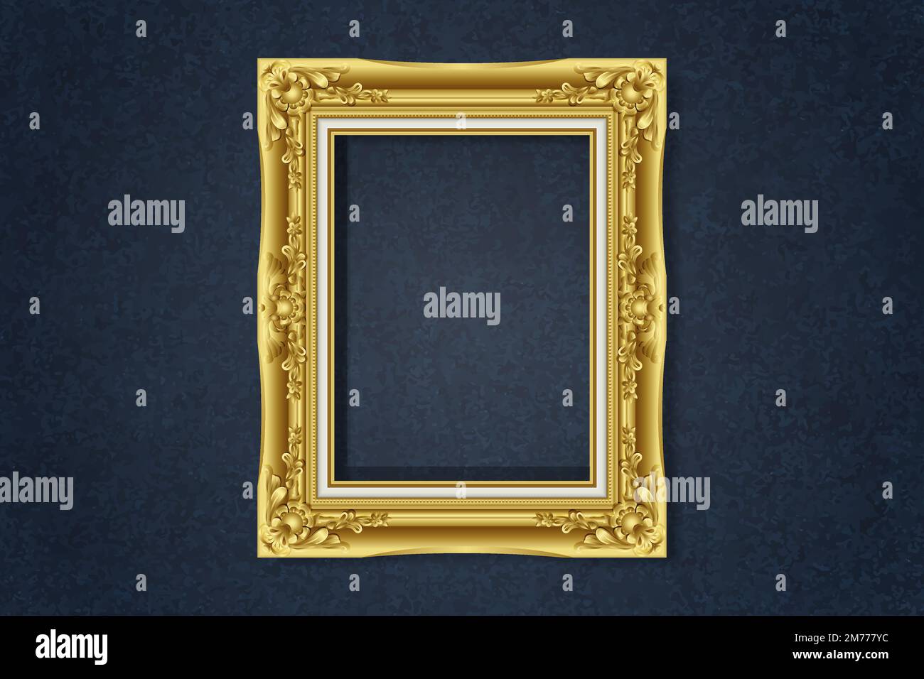 Luxurious golden frame mockup on a wall vector Stock Vector Image & Art ...