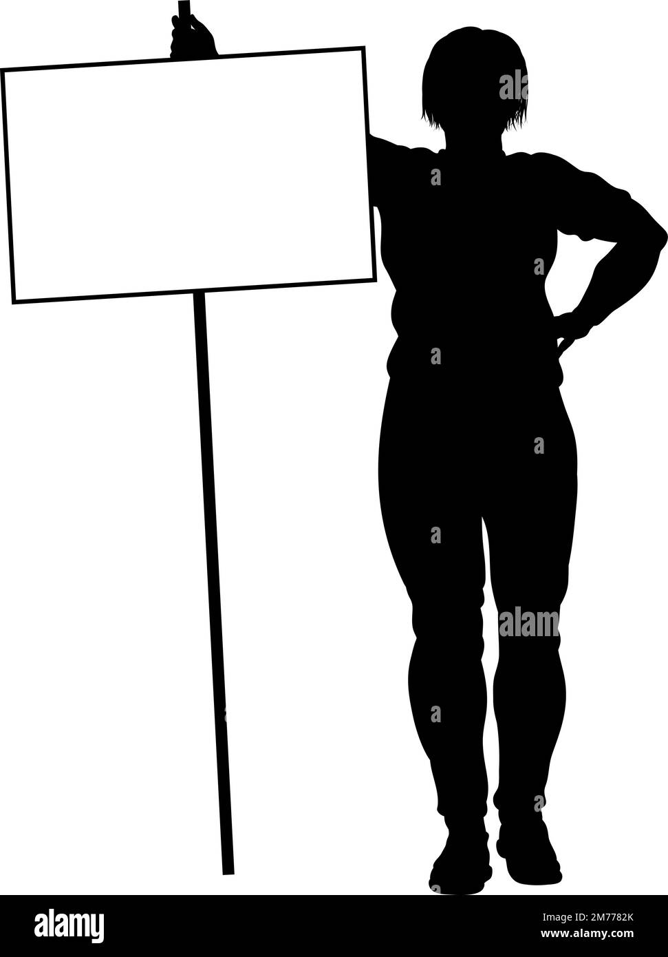 Protest Rally March Picket Sign Silhouette Person Stock Vector Image ...