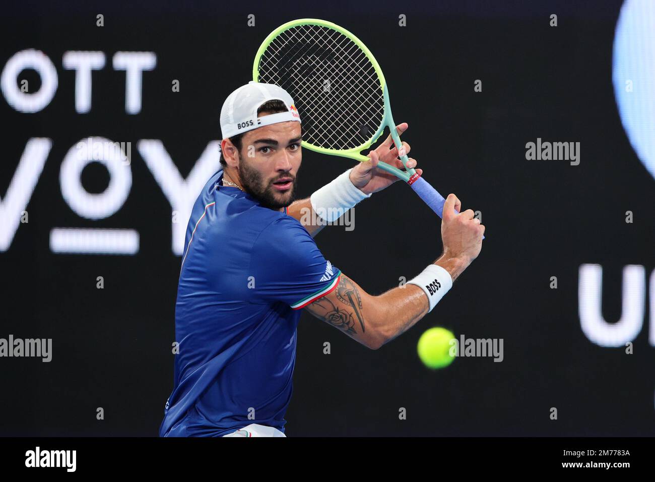 Sydney, Australia. 08th Jan, 2023. Matteo Berrettini of Italy plays a shot during the Final ...