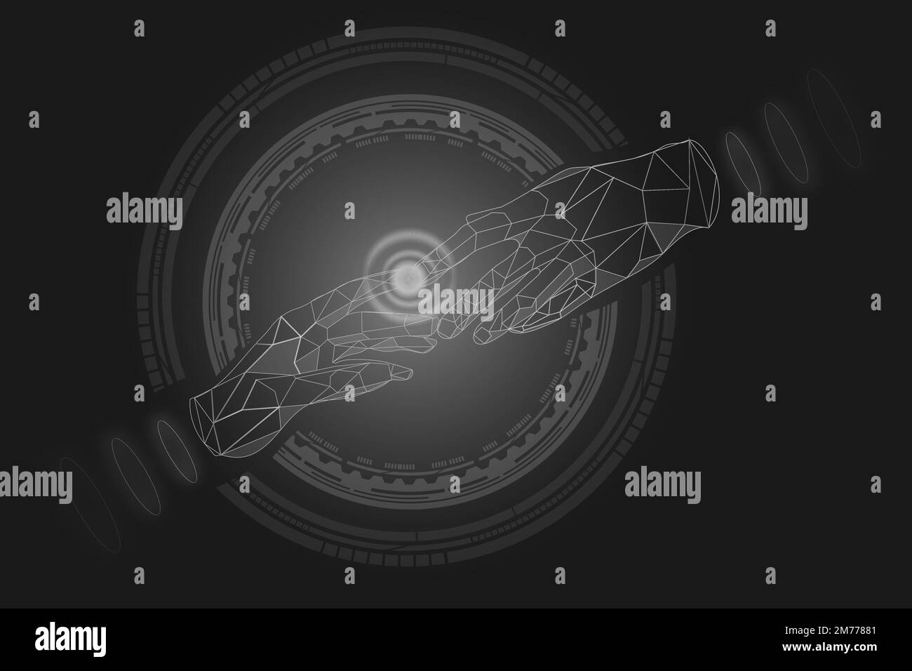 Touch of the future AI hands vector Stock Vector Image & Art - Alamy