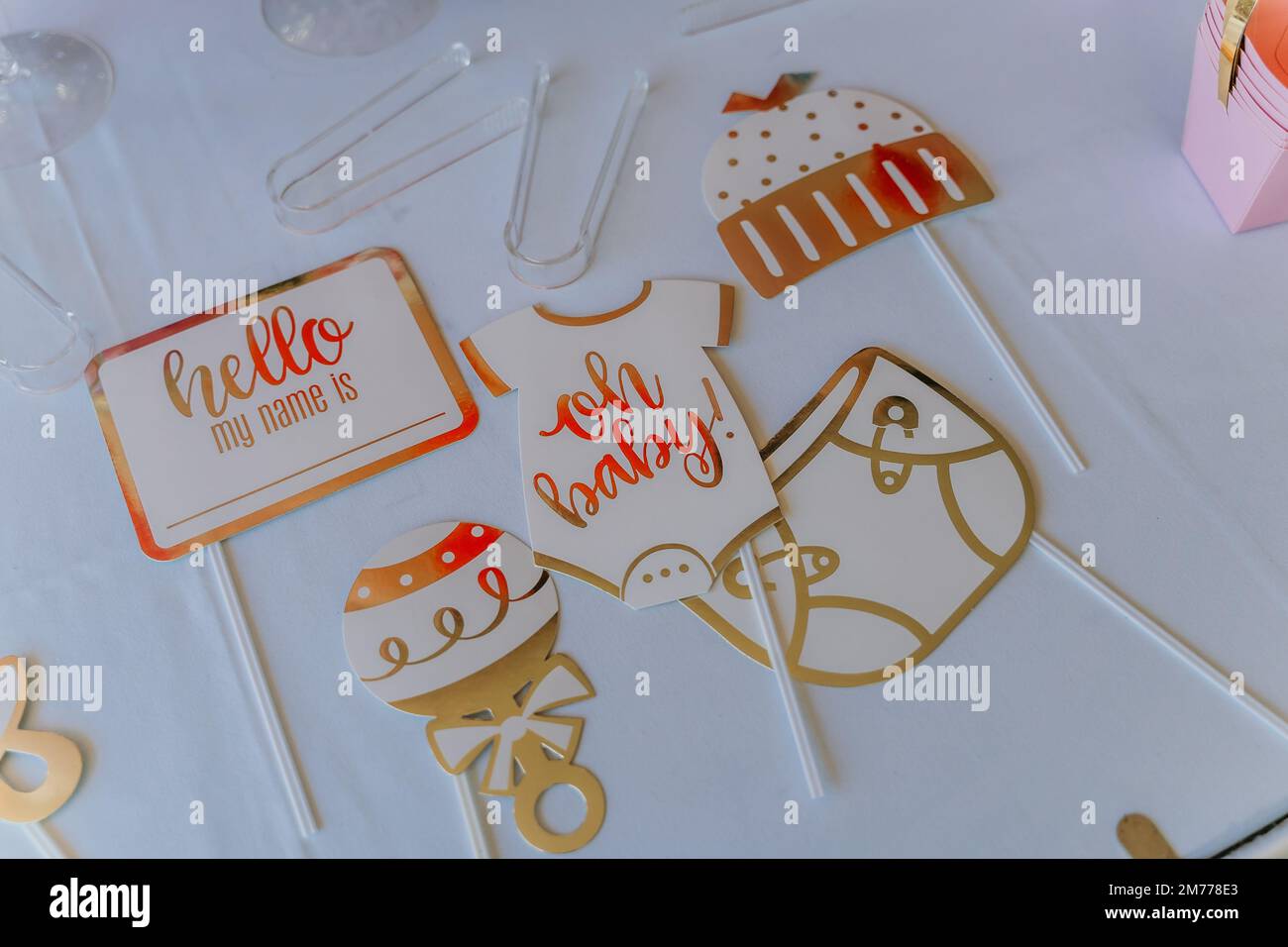 Cute paper toppers for decorating a cake for a small baby Stock Photo ...