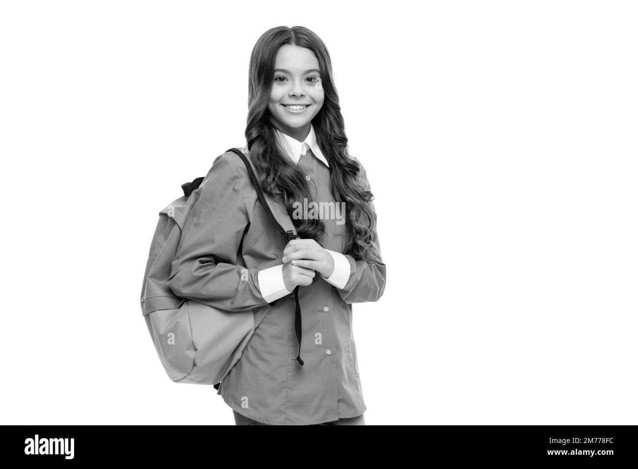 happy teen girl carry backpack. back to school. knowledge day. concept ...