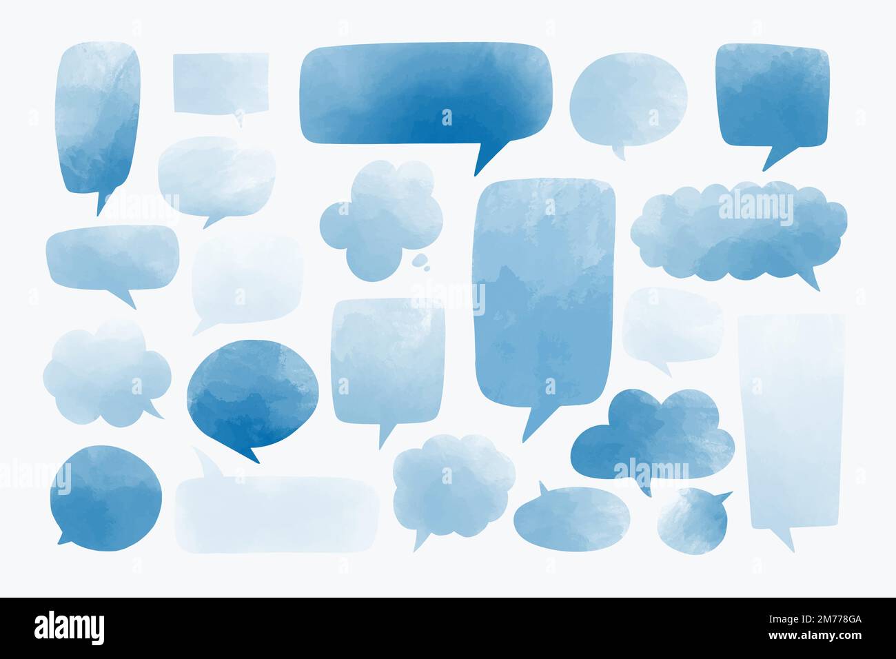 Blank blue speech bubble vectors set on a white background Stock Vector ...