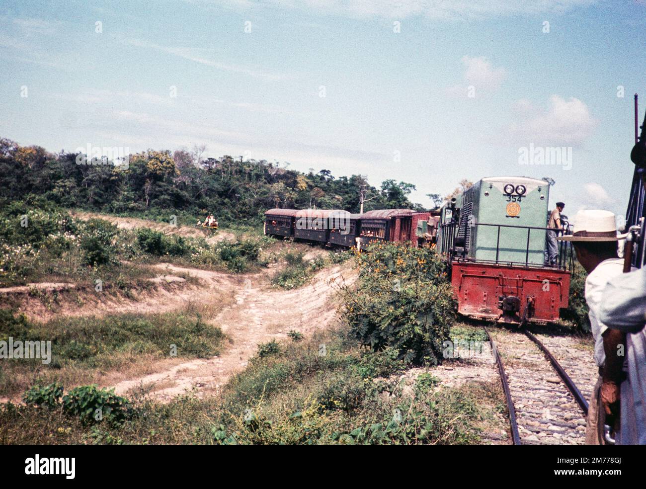Trains on single track railway line, Colombia, South America 1961 Stock Photo - Alamy