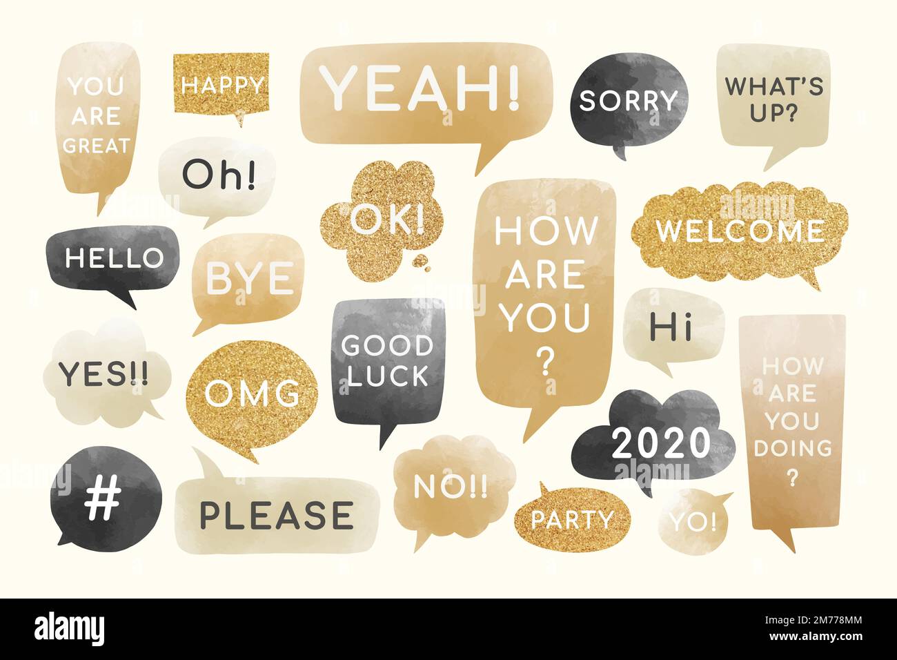 Gold and black speech bubble vectors set Stock Vector Image & Art - Alamy