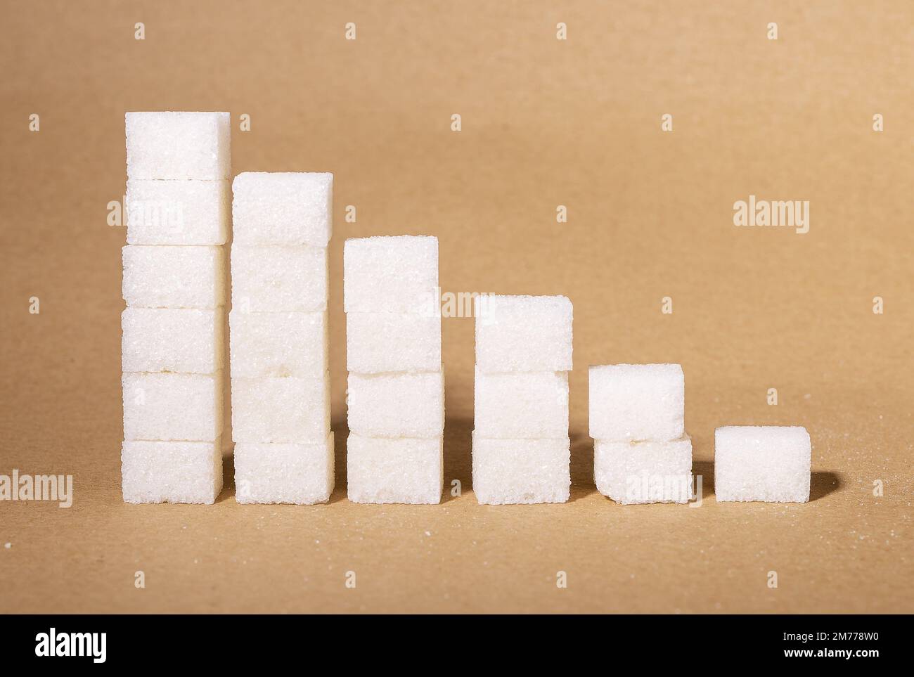 Sugar consumption level decreasing. refined sugar cubes graph, diagram ...